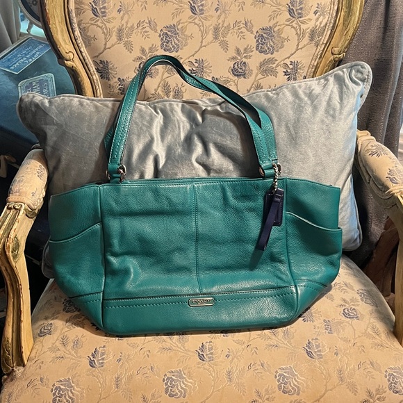 Coach | Bags | Coach Teal Leather Shoulder Bag | Poshmark